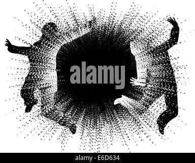 Editable vector illustration of a man caught in a net trap Stock Vector ...