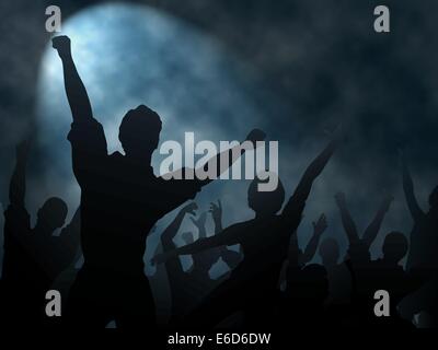 Crowd people cheering silhouettes. The silhouette and the background ...