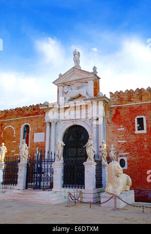 Main gate entrance of Venetian Arsenal (Arsenale di Venezia) a complex ...