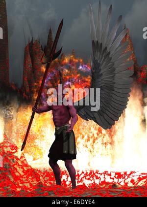 Fallen angel satan in hell - 3d rendering Stock Photo - Alamy