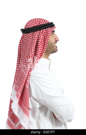 Portrait of a saudi man with a red beard and a burberry style keffieh ...