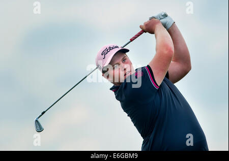 Golf player Vitek Novak from Czech Republic grimaces during D D Real ...