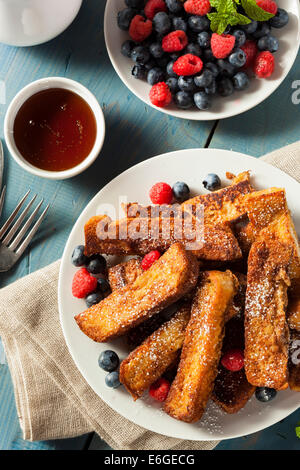 French Toast Sticks with Maple Syrup and mix fruits Stock Photo - Alamy