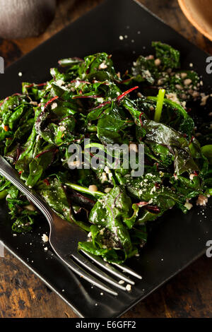 Homemade Healthy Sauteed Swiss Chard with Garlic and Cheese Stock Photo ...