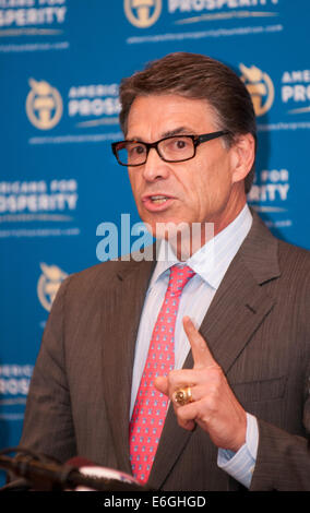New Hampshire, USA. 22nd August, 2014. Texas Gov. Rick Perry speaks in ...