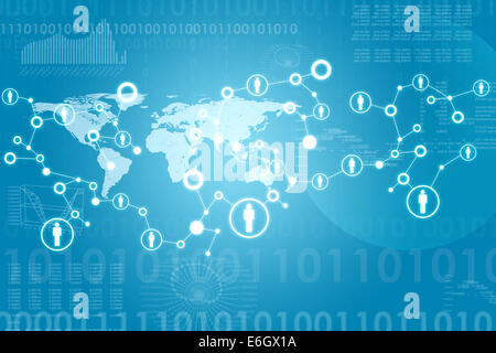 World map with contacts and figures Stock Photo - Alamy