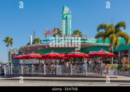 Neon signs above Mel's drive-in restaurant at Universal Studios in ...