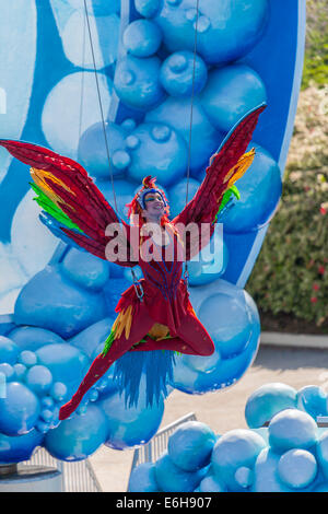 Acrobatic performer flying on cables during Blue Horizons show at Sea ...