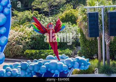 Acrobatic performer flying on cables during Blue Horizons show at Sea ...