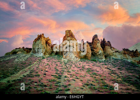 Red Rock Formations in Desert at Sunny Sunrise. Spring Season Stock ...