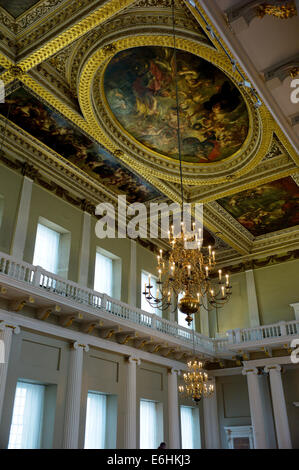 Painted ceiling the Banqueting House Whitehall London England.The only ...