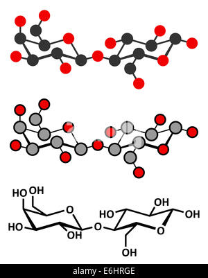 Lactose milk sugar molecule. Stylized skeletal formula (chemical ...