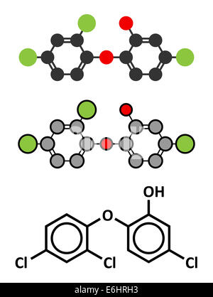 Triclosan antimicrobial molecule. Used in hand soaps, hospital scrubs ...
