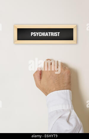 Male Patient knocking on Addiction Psychiatrist door for a specialist ...
