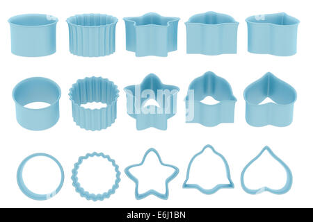 Blue baking form set, various shape, rendered models Stock Photo - Alamy