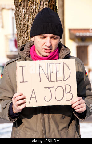 sad and upset homeless and unemployed man in the ruins Stock Photo - Alamy