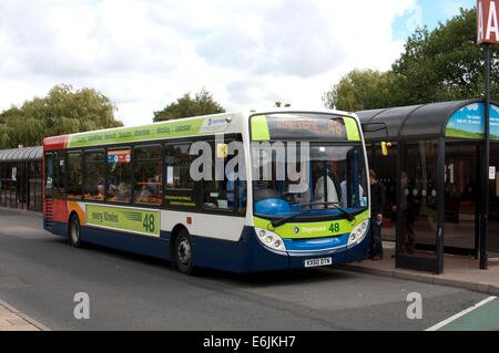 Number 9 Stagecoach single deck bus in a residential area in Rustington ...