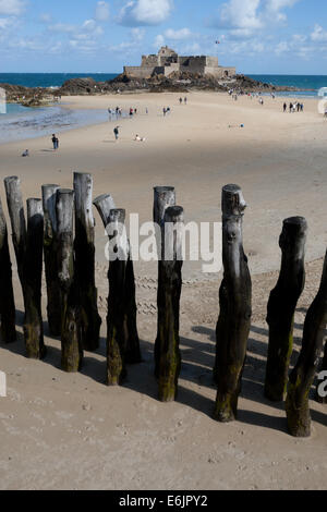 Timber groynes on the beach, St Malo, Britanny, France Stock Photo - Alamy