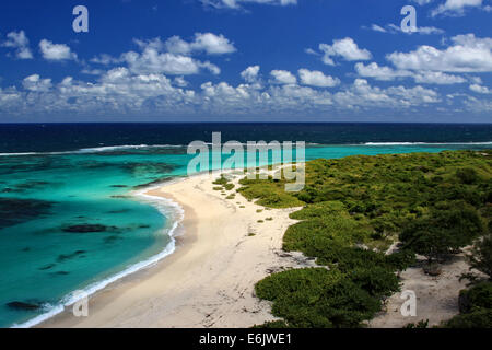 Caribbean, Leeward Islands, Barbuda, Codrington Lagoon, View of boat ...