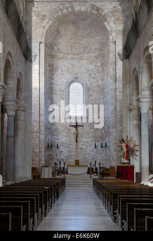 Nave of the upper church with transept and apse, Romanesque-style ...