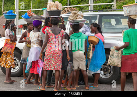 Bus station, rural Greater Accra, Ghana, Africa Stock Photo - Alamy