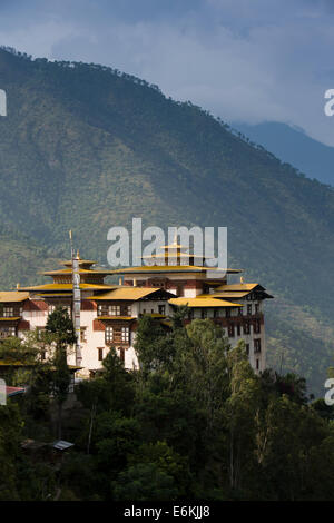 Eastern Bhutan, Trashigang, hillside Dzong on outskirts of town, above ...