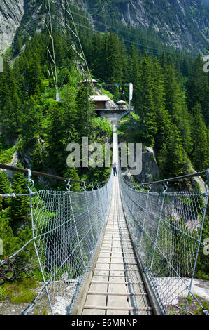Suspension bridge, Handegg – Gelmerbahn funicular railway, Grimselwelt ...