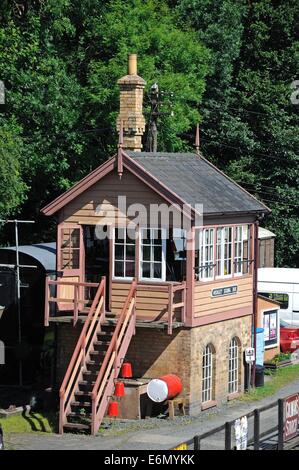 Old railway signal box at Highley on the Severn Valley Railway with ...