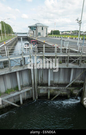 Lock on the Mons-Conde Canal in Belgium Stock Photo - Alamy
