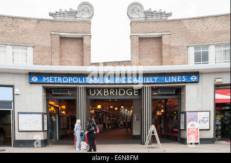 Art Deco exterior of Uxbridge Underground (Tube) station on the ...