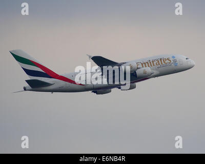Emirates Airbus A380 with registration A6-EVF shown airborne Stock ...