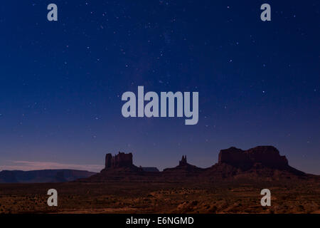 Monument valley under starry night sky - Utah USA Stock Photo - Alamy