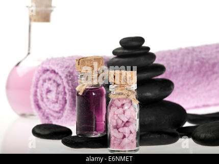 Spa background in the range of violet, brown and black Stock Photo - Alamy