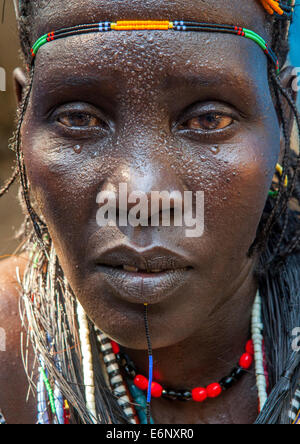 Woman From Anuak Tribe In Traditional Clothing, Gambela, Ethiopia Stock ...