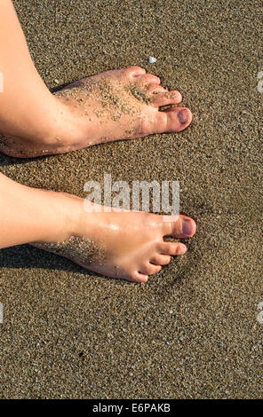 Food steps on the beach. Sun light Stock Photo - Alamy