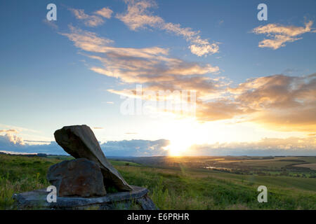 The Sir John Paskin memorial stone on Ebsbury Hill near Great Wishford ...