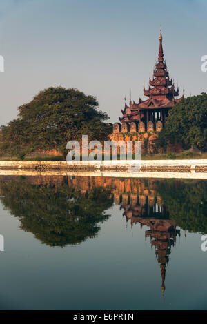 Myanmar, Mandalay region, Mandalay, Royal Palace, outer wall and gate ...