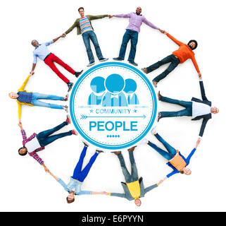 Diverse group forming circle Stock Photo - Alamy