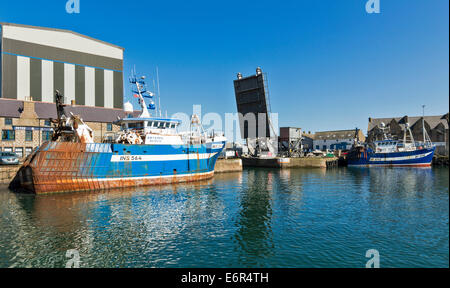 Trawlers moored in Peterhead harbour in Aberdeenshire, Scotland Stock ...