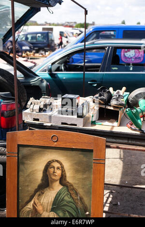 Flea market (Flohmarket) Kolbenova in Prague, Czech Republic on May 10 ...