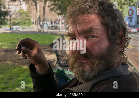 Scruffy Homeless Alcoholic Man Melbourne Australia Stock Photo - Alamy