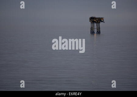 LIVERPOOL BAY, ENGLAND. - GAS PRODUCTION PLATFORM AND SAFETY SHIP IN ...