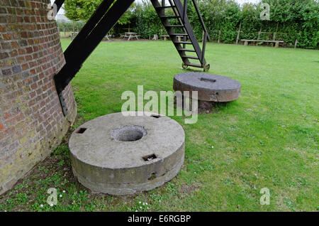 A windmill used for grinding grain into flour at the Mennonite Heritage ...