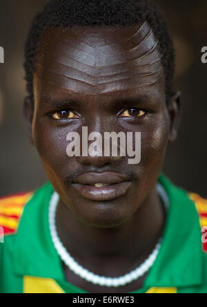 Nuer Tribe Man With Gaar Facial Markings, Gambela, Ethiopia Stock Photo ...