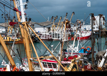 Brixham fishing fleet in harbour,boat, breakwater, brixham, coast ...