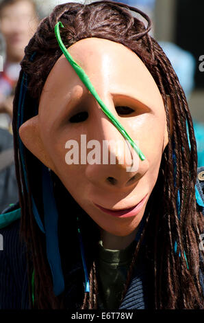 Person in a strange mask promoting a show at the annual Festival Fringe ...