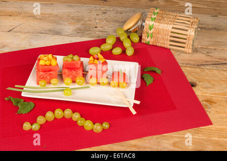 Fruity watermelon train, a creative dessert for kids Stock Photo - Alamy