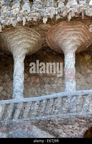 Colonnaded path in Park Güell designed by Antoni Gaudí in barcelona ...