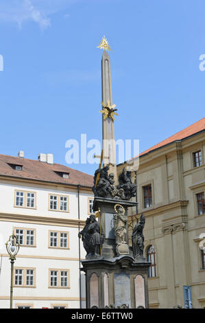 Holy Trinity Column and St. Nicholas Church facade at Mala Strana ...