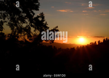 The sunset seen from Mount Graham in the Pinaleño Mountains of the ...